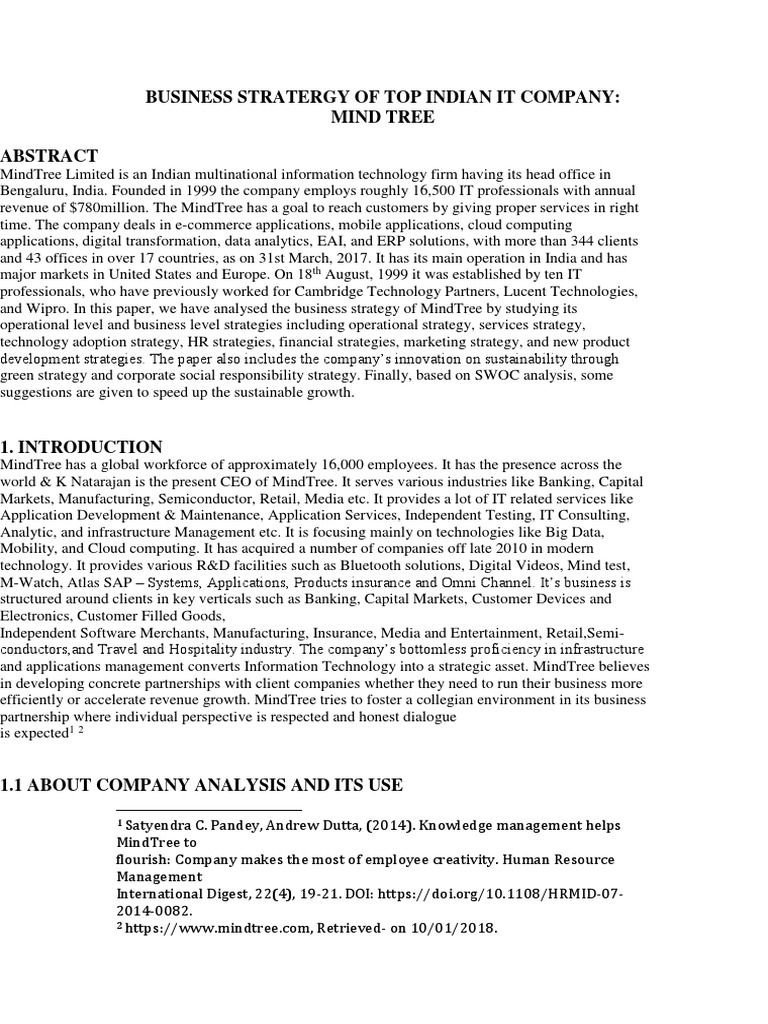 Business Stratergy of Top Indian It Company | PDF | Competitive ...