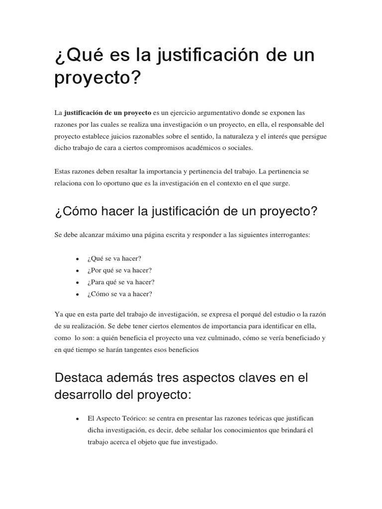 Qué Es La Justificación de Un Proyecto | PDF | Sociedad | Cognición