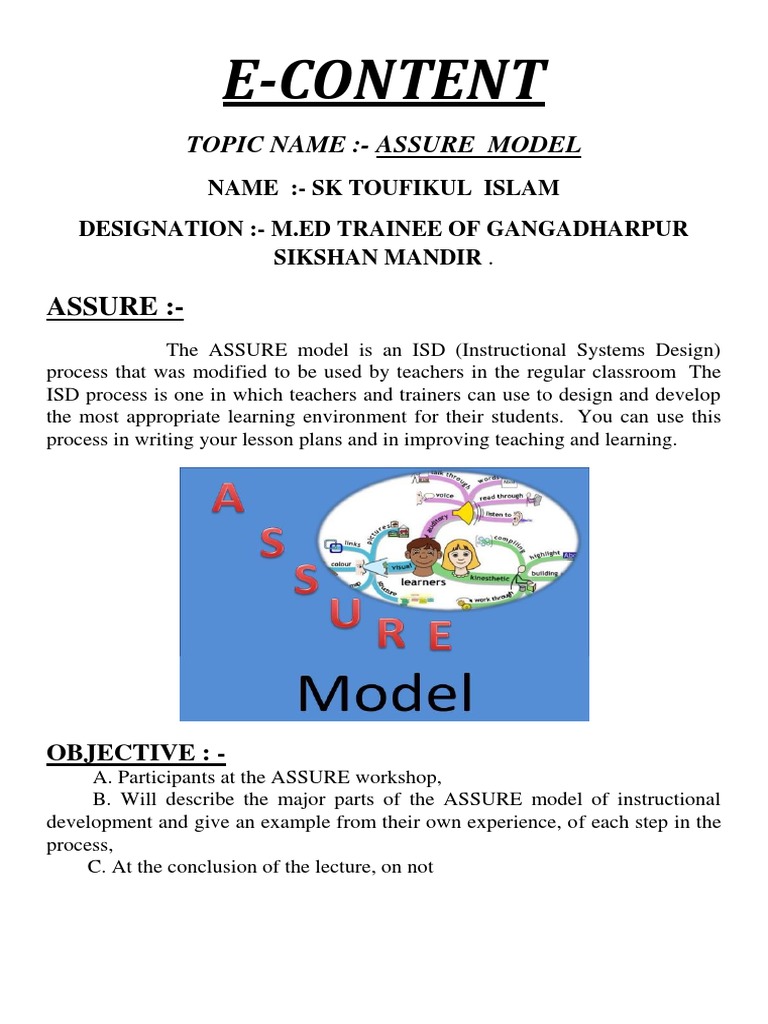 E - Content Assure Model by Toufikul Islam | PDF | Instructional Design ...