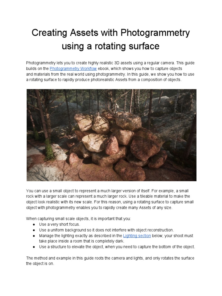 Photogrammetry Guide: Rotating Surface Setup | PDF | Camera | Exposure ...