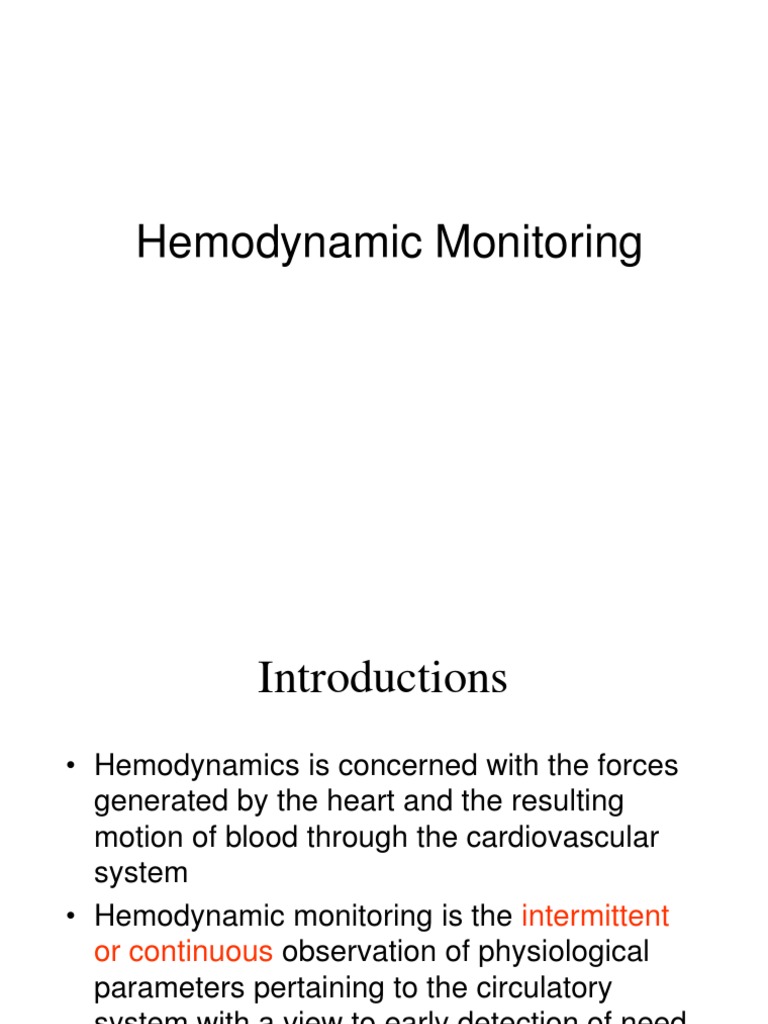 Advance in Haemodynamic Monitoring Compressed | PDF | Ejection Fraction ...