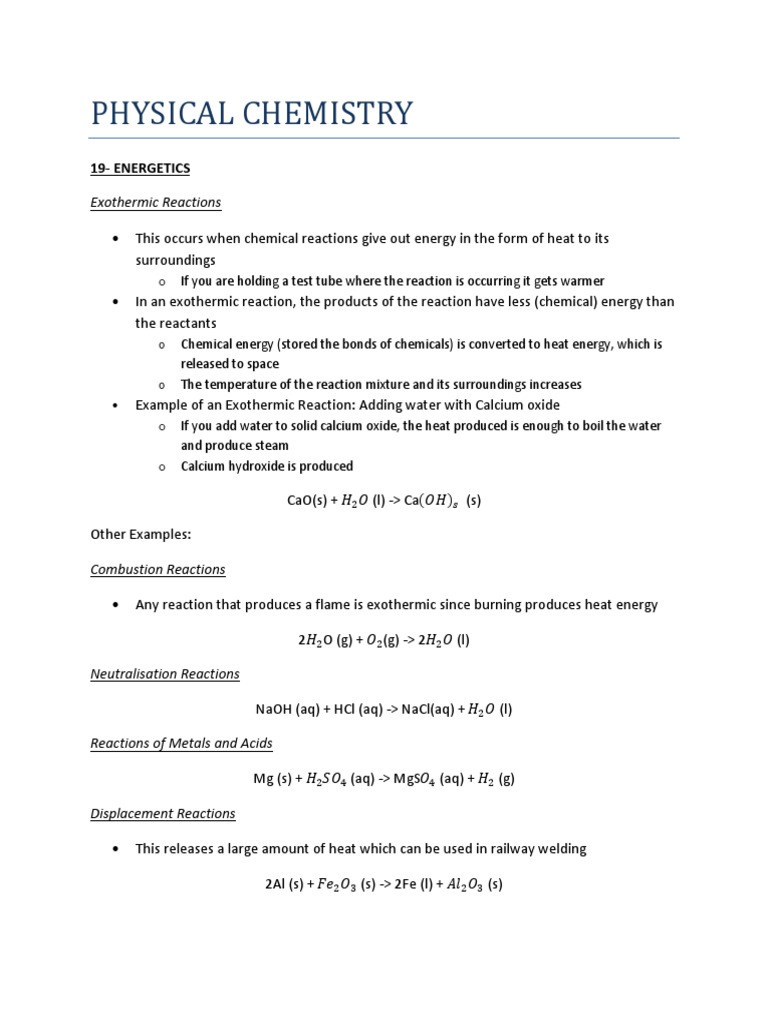 Igcse Chemistry Notes (Except Unit 1) | PDF | Chemical Equilibrium ...