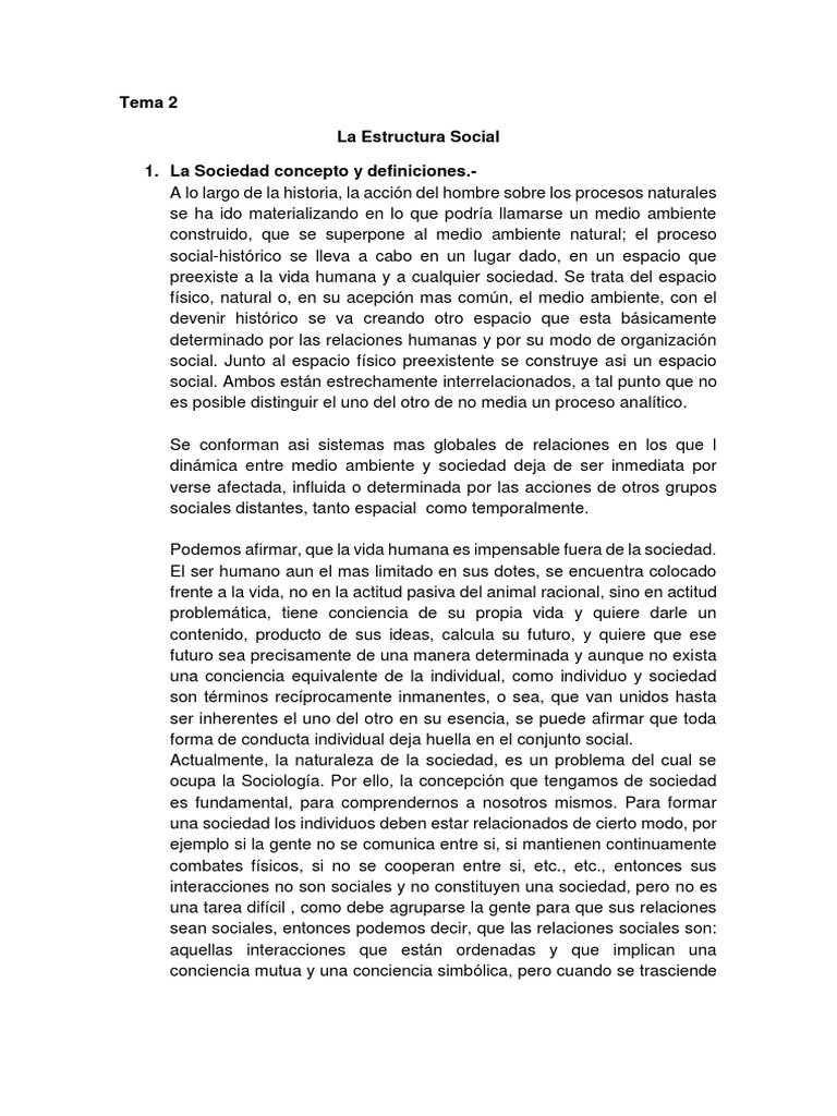 Tema 2 La Estructura Social | PDF | Institución | Sociedad