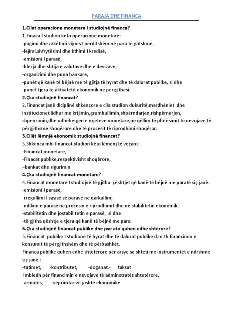 Paraja Dhe Financa | PDF