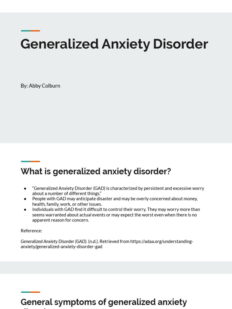 Psychological Disorders Presentation - Abby Colburn | PDF | Generalized ...