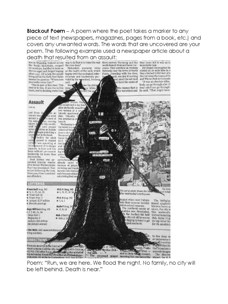 Blackout Poem Assignment
