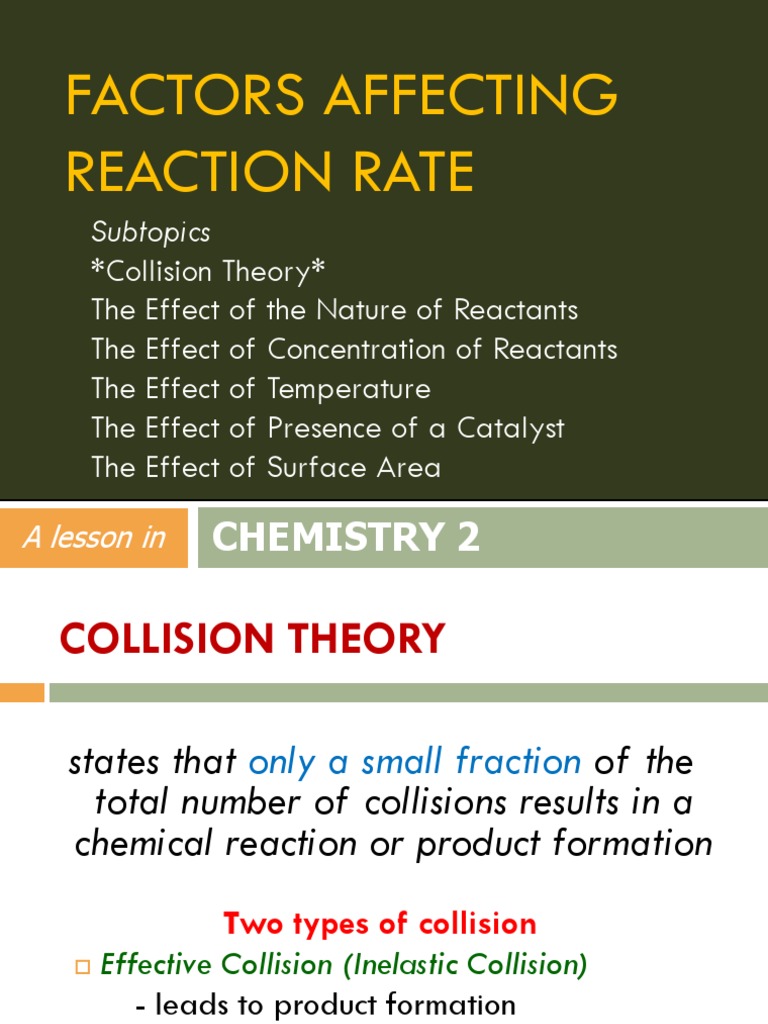 Factors Affecting Reaction Rate: Chemistry 2 | PDF | Reaction Rate ...