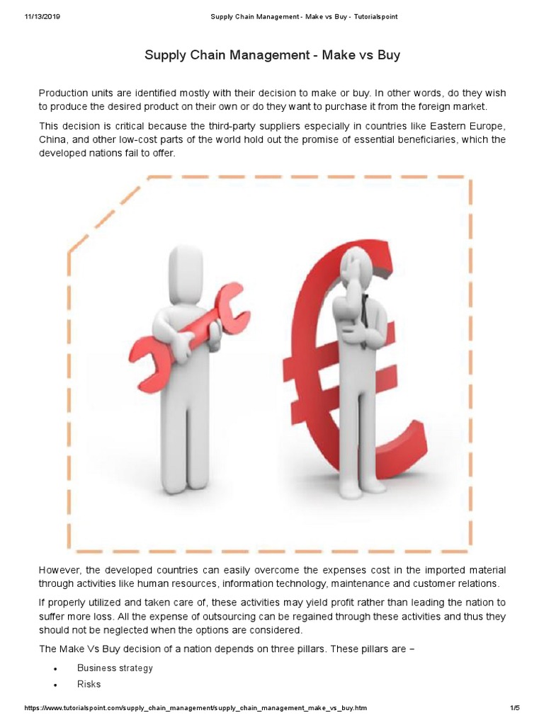 Supply Chain Management - Make Vs Buy | PDF | Outsourcing | Supply Chain