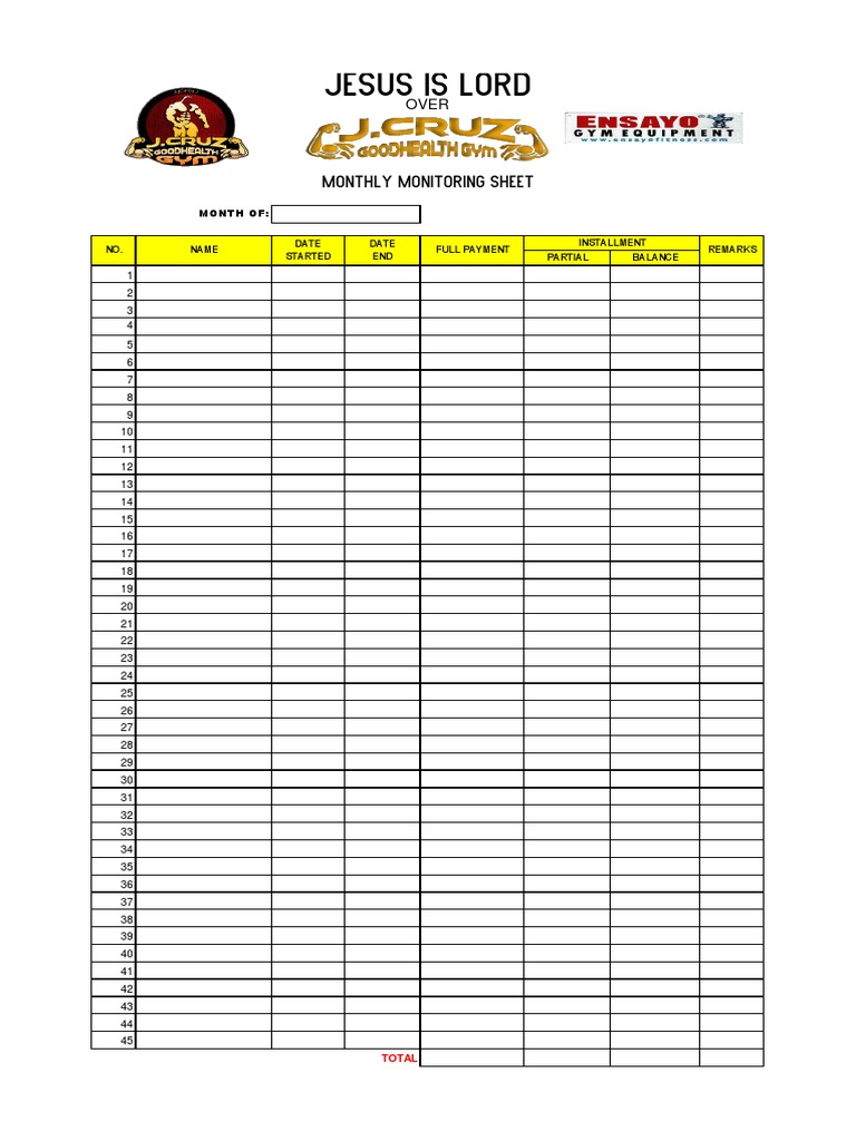 Monthly Monitoring Sheet | PDF | Business