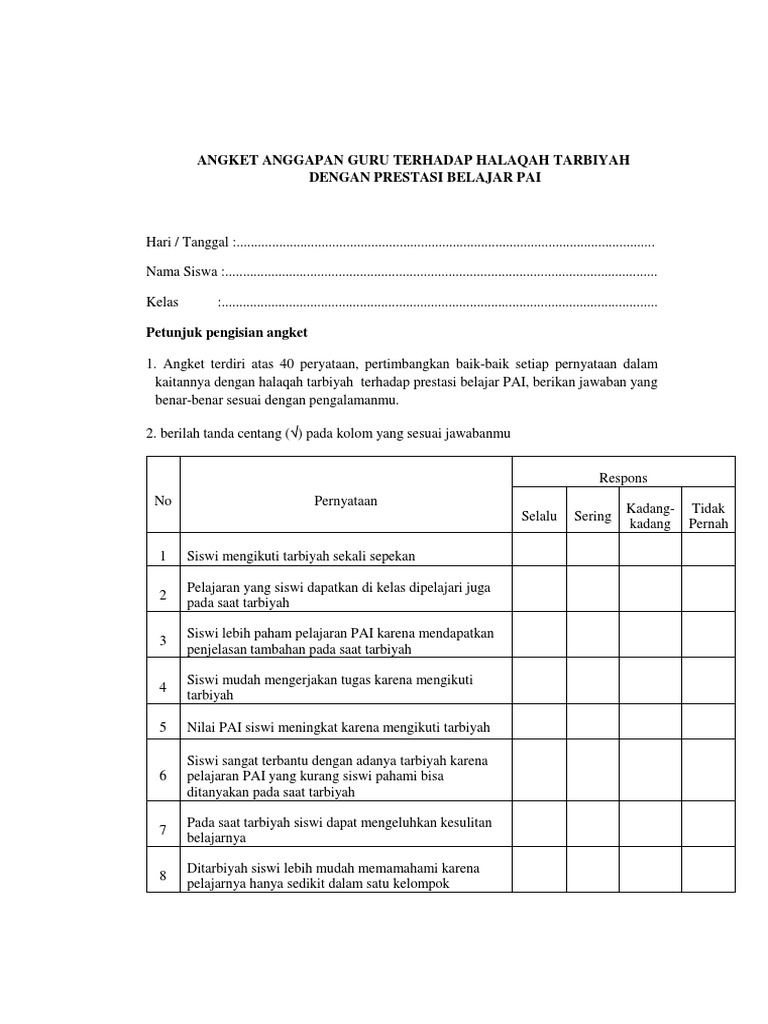Contoh Angket | PDF