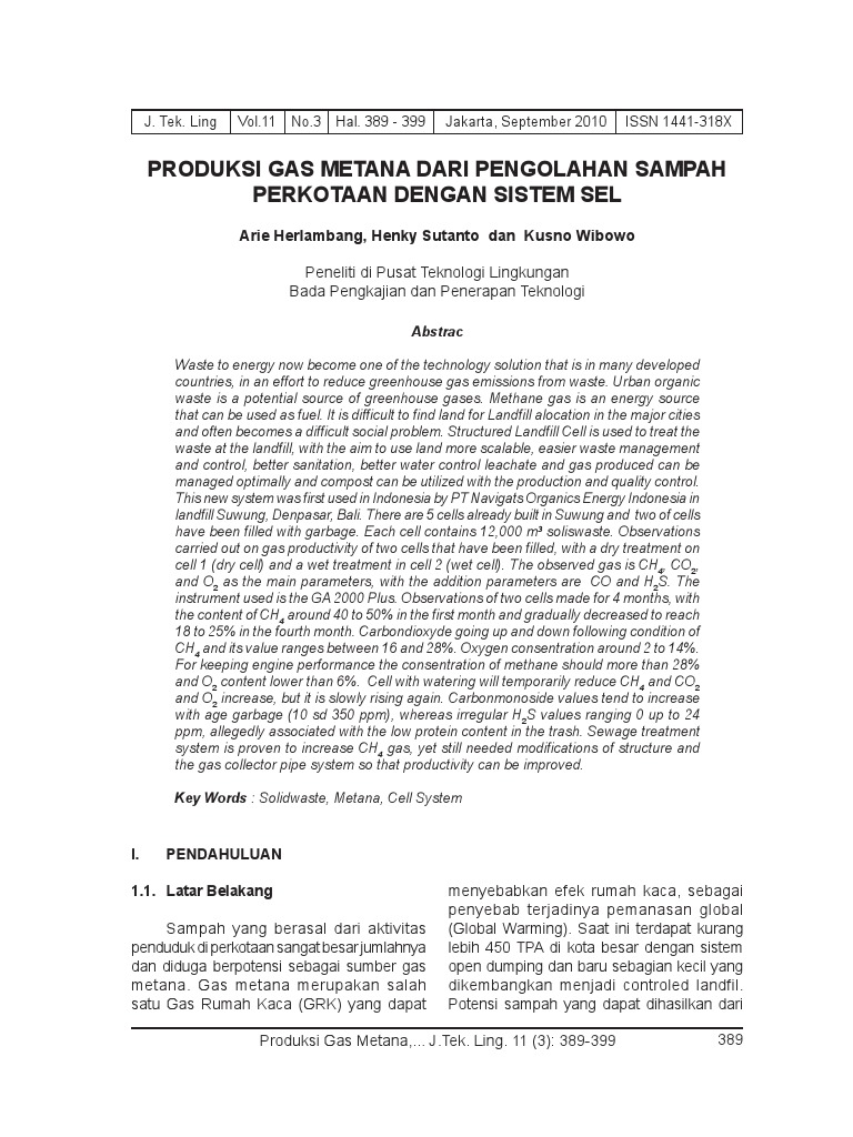 Produksi Gas Metana | PDF | Carbon Dioxide | Waste Treatment Technology