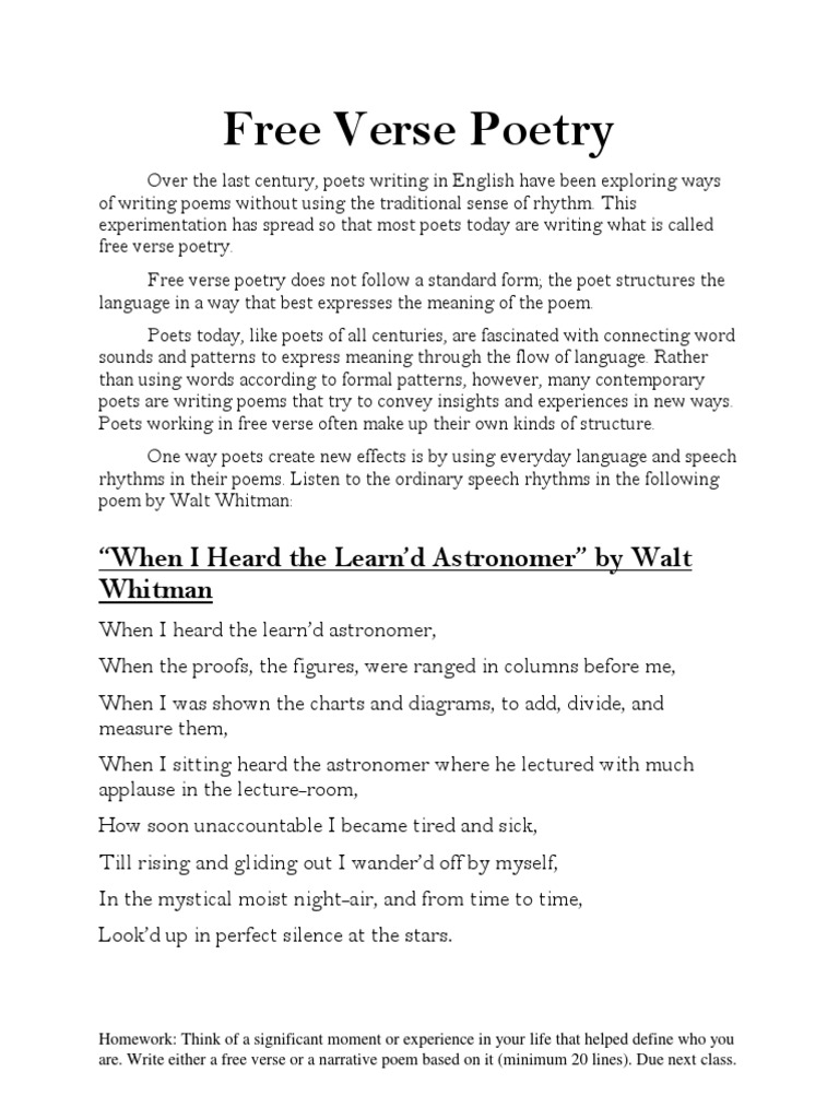 Free Verse and Narrative Poetry | PDF | Poetry