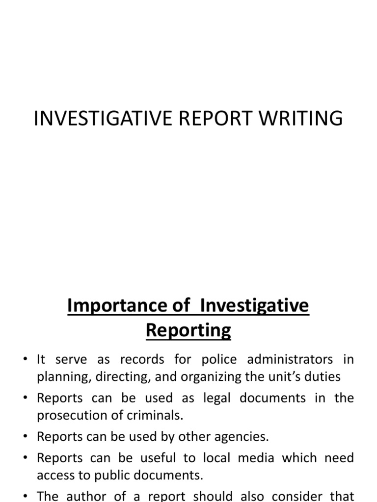 Investigative Report Writing | PDF | Police | Prosecutor