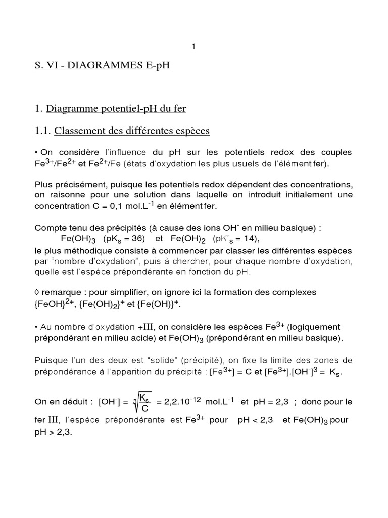 S. Vi - Diagrammes E-Ph | PDF | Fer | Réaction d'oxydoréduction