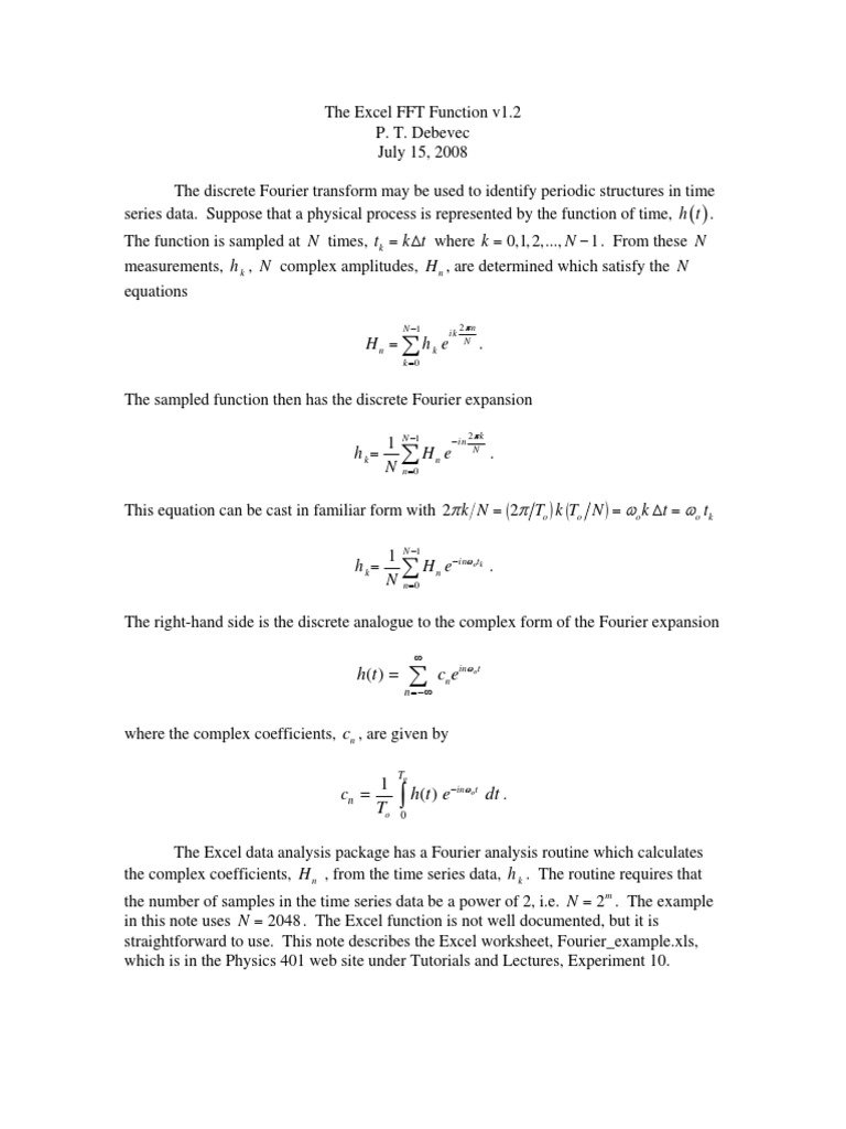 Excel FFT | PDF | Amplitude | Complex Number