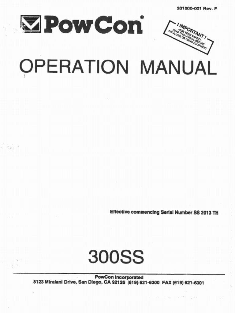 Powcon 300SS | PDF