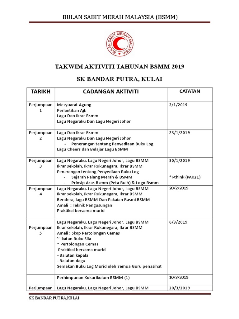 Takwim Tahunan BSMM | PDF