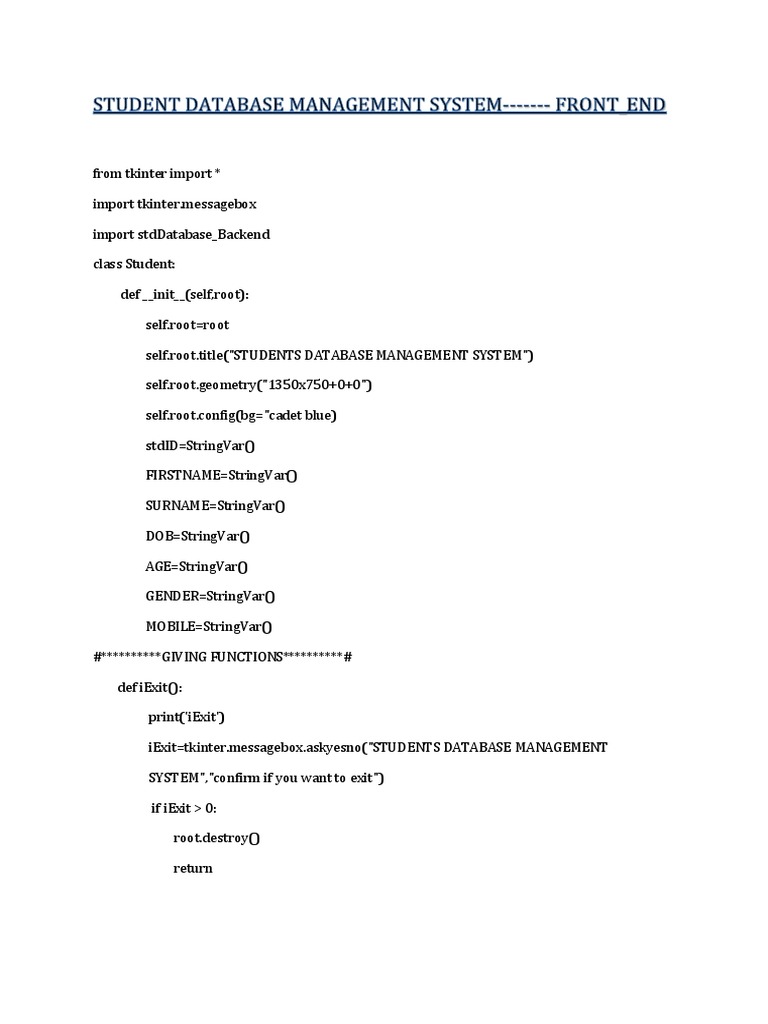 Student Database Management System | PDF | Sans Serif Typefaces | Typefaces