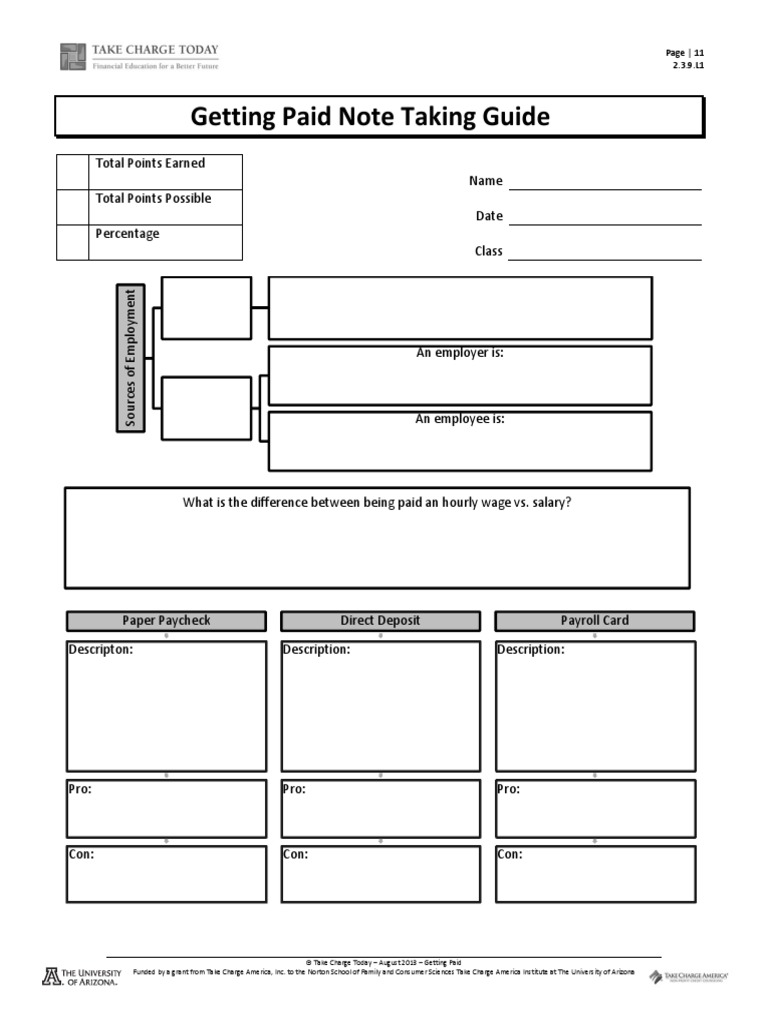 Getting Paid Note Taking Guide 2.3.9.L1 PDF | PDF | Payroll Tax | Paycheck