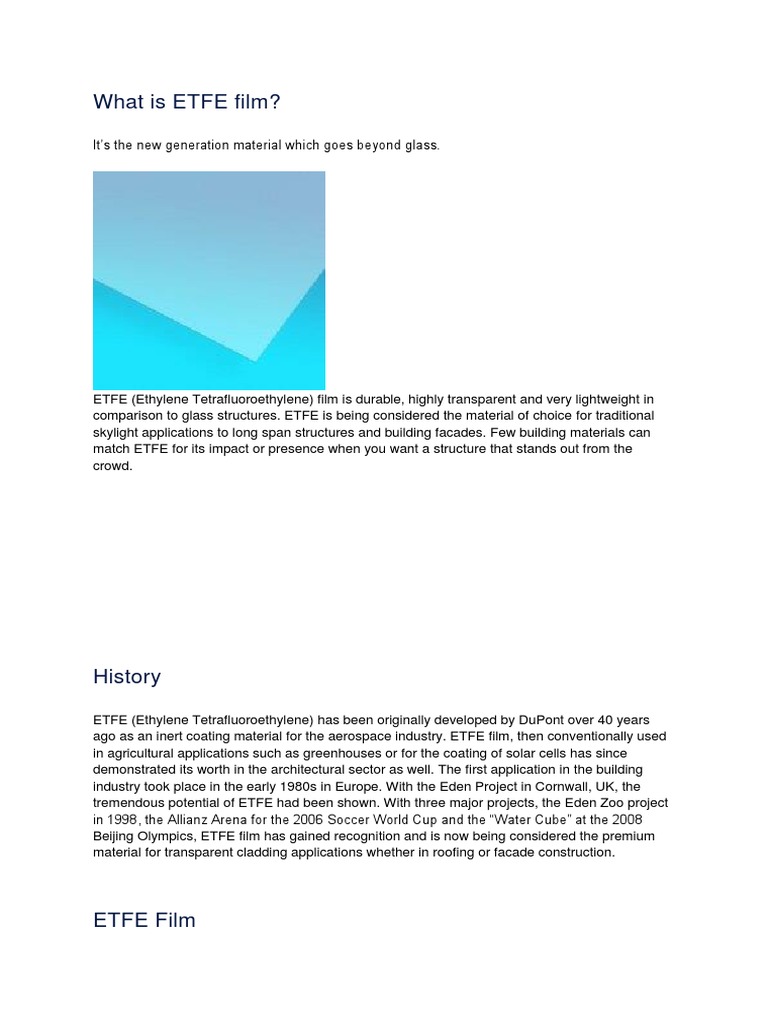 What Is ETFE Film | Download Free PDF | Building Insulation | Extrusion