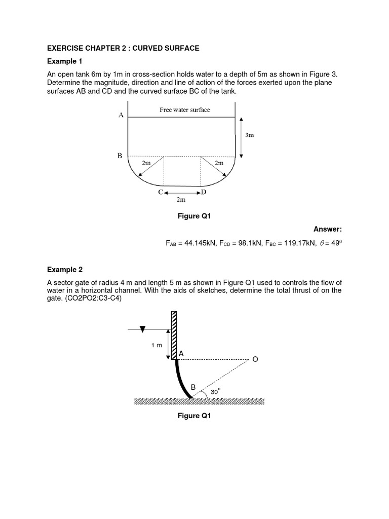 Example Curved Surface and Pressure Diagram | PDF | Soft Matter | Force