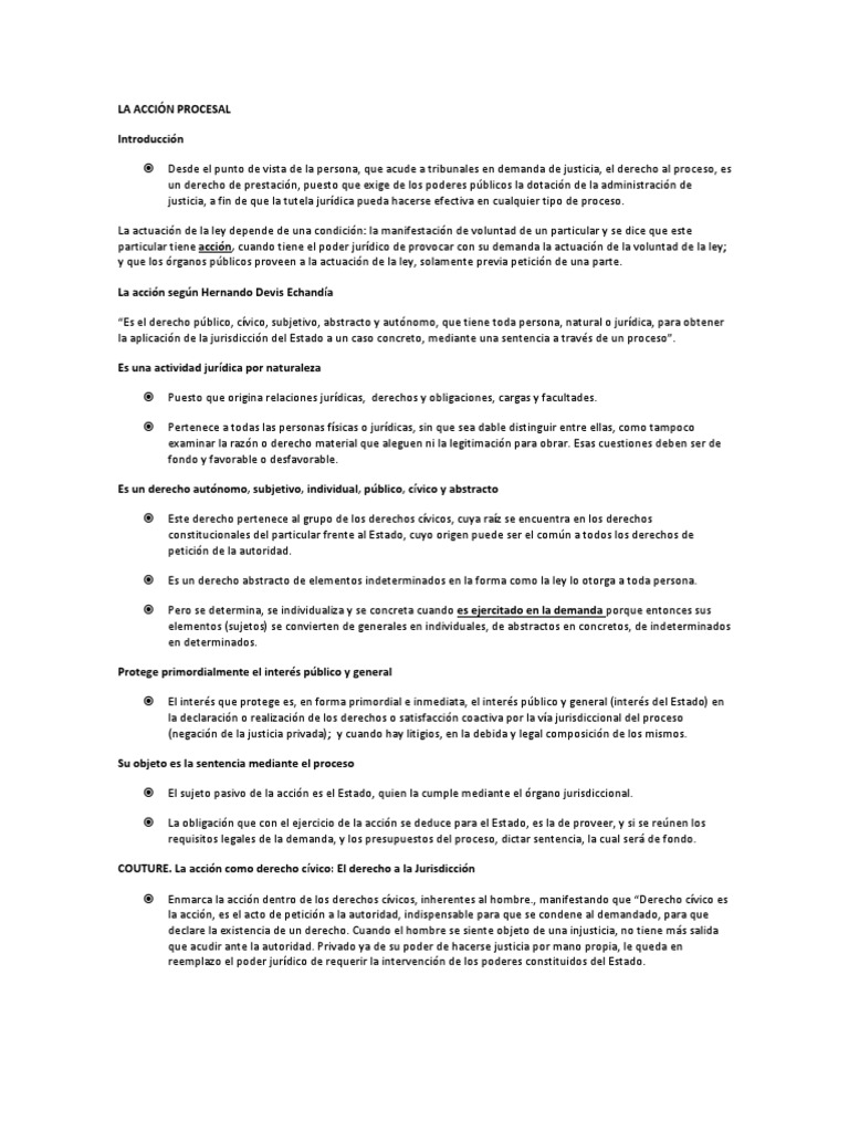 La Acción Procesal | Descargar gratis PDF | Jurisdicción | Ley procesal