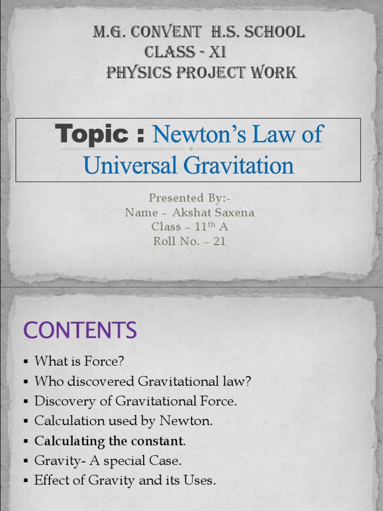 Physics Project | PDF | Newton's Law Of Universal Gravitation | Gravity