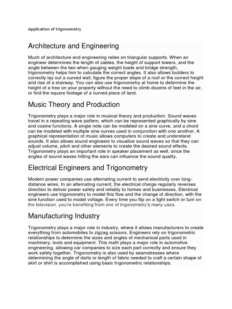 Application of Trigonometry | PDF | Trigonometry | Sine