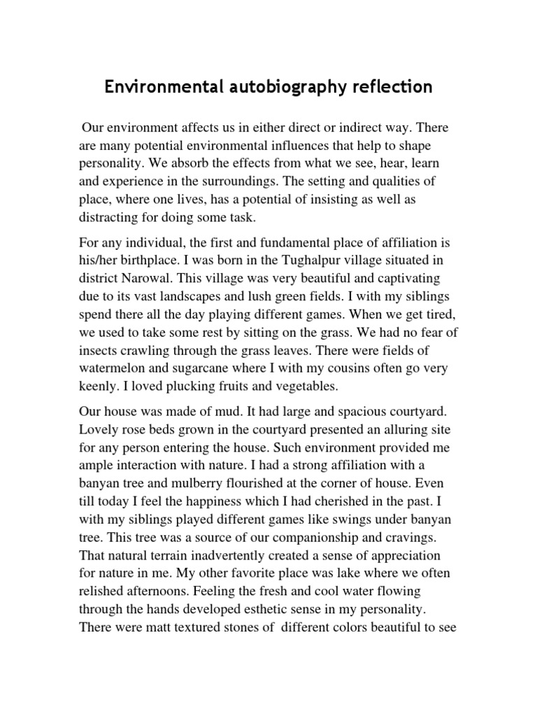 Environmental Autobiography Reflection | PDF | Pollution | Mind
