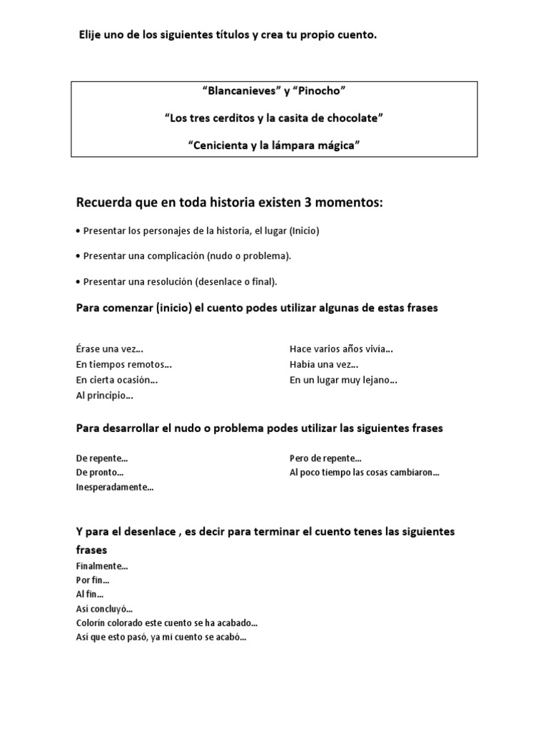 Crea tu propio cuento infantil | PDF
