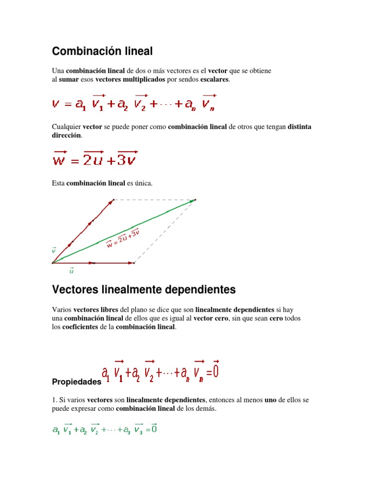 Combinación Lineal | PDF | Base (álgebra lineal) | Vector Euclidiano