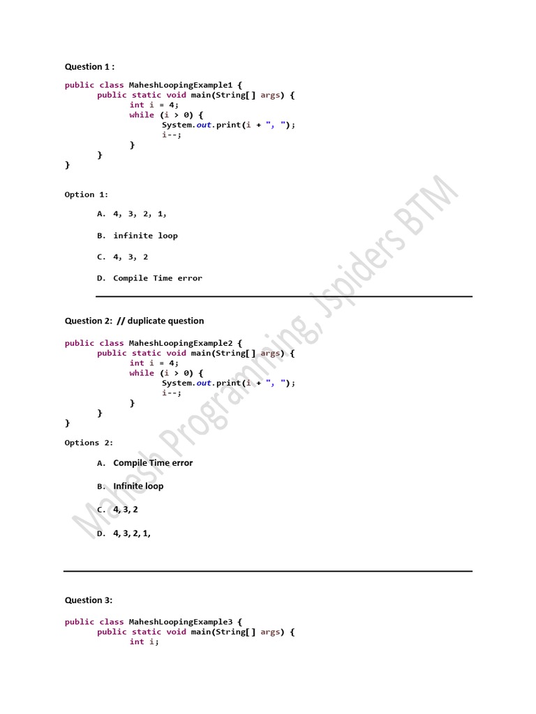 Java Looping Examples and Outputs | PDF | Computer Programming ...