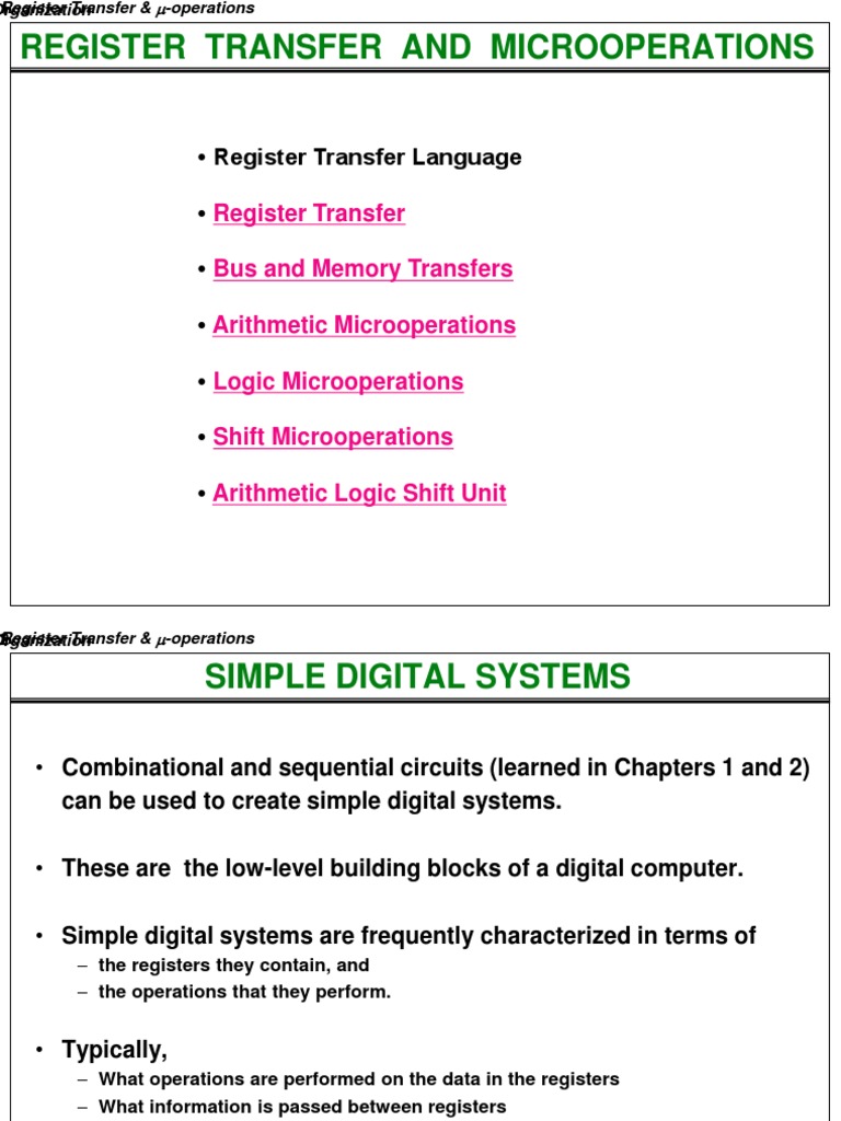 Register Transfer and Microoperations | PDF | Random Access Memory | Digital Electronics