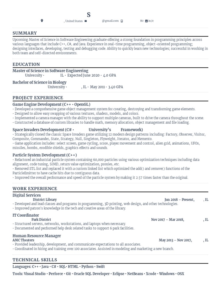 Redacted Resume | PDF | Object Oriented Programming | Computer Programming