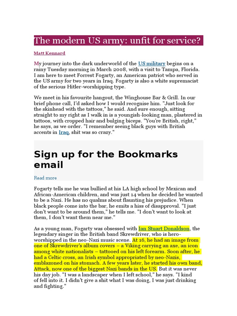 Neo-Nazi Infiltration in the US Military | PDF | Iraq War | United ...