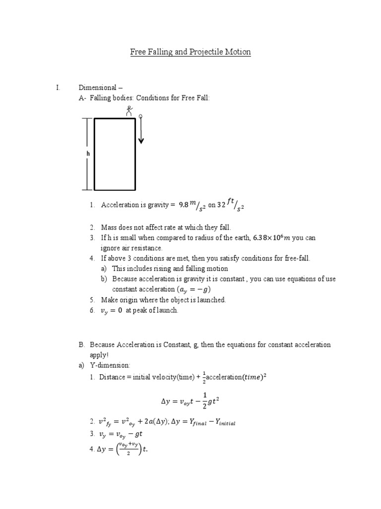 Free Fall and Projectile Motion | PDF | Acceleration | Force