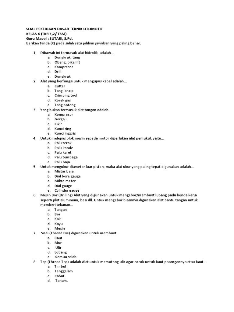 Soal Pdto Kelas X | PDF | Griya & Taman