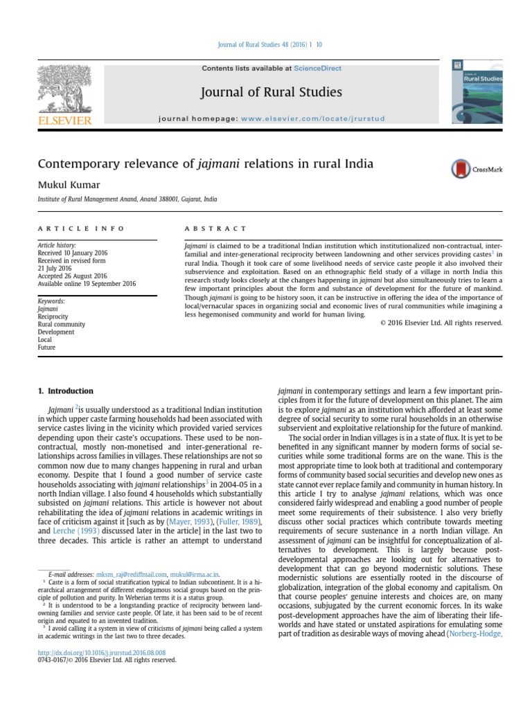 Contemporary Relevance of Jajmani Relations | PDF | Caste | Employment