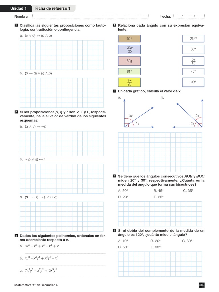 Ejercicios de Matemáticas 3° Secundaria | PDF | Lógica | Enseñanza de ...
