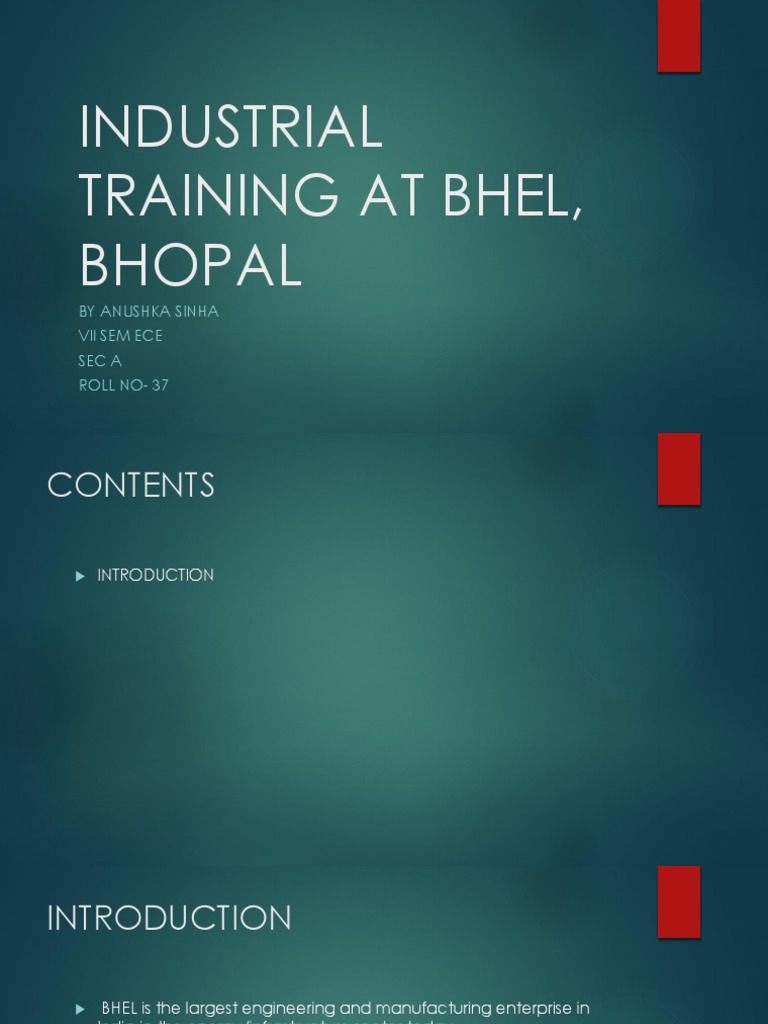 BHEL Industrial Training Overview | PDF