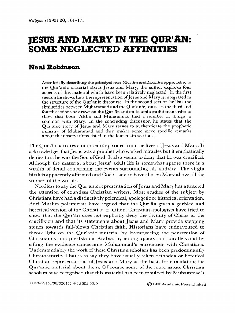 Neal Robinson, Jesus and Mary in The Qur'an | PDF | Quran | Islam