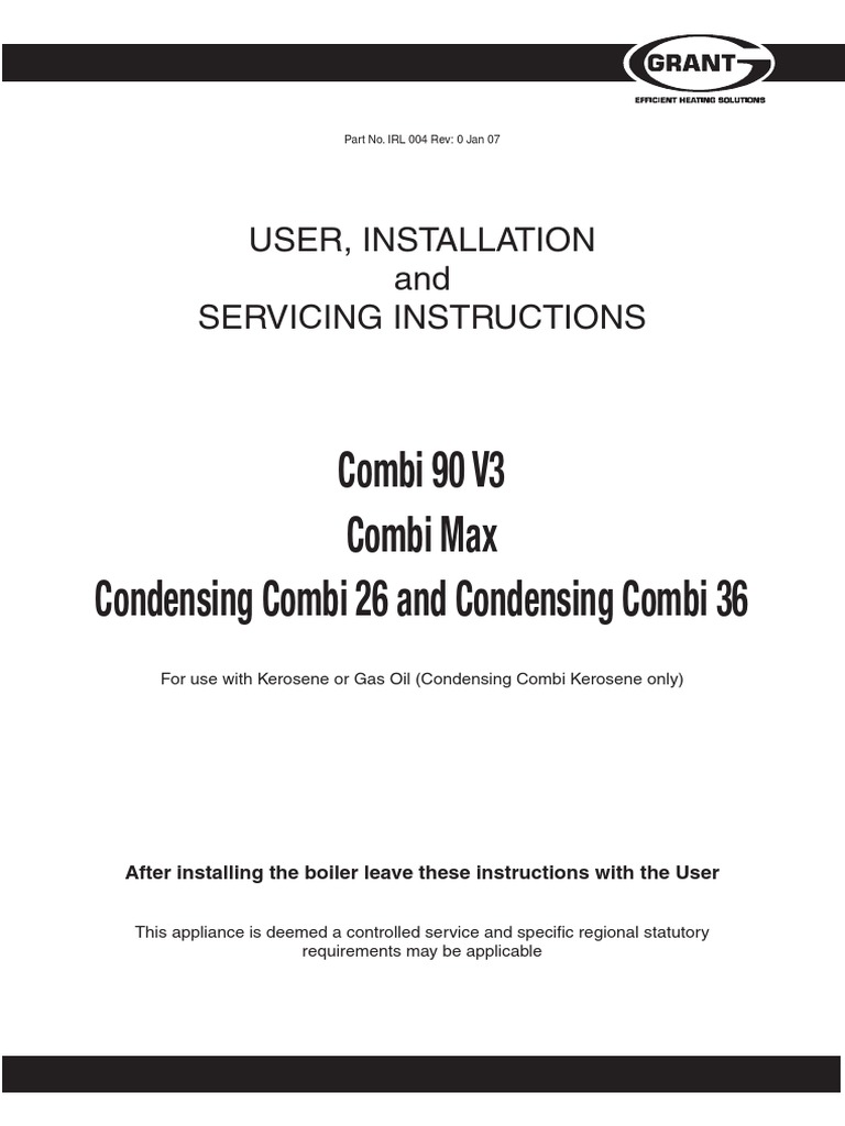 GRANT Vortex Combi Combi Technical Manual | PDF | Water Heating | Boiler