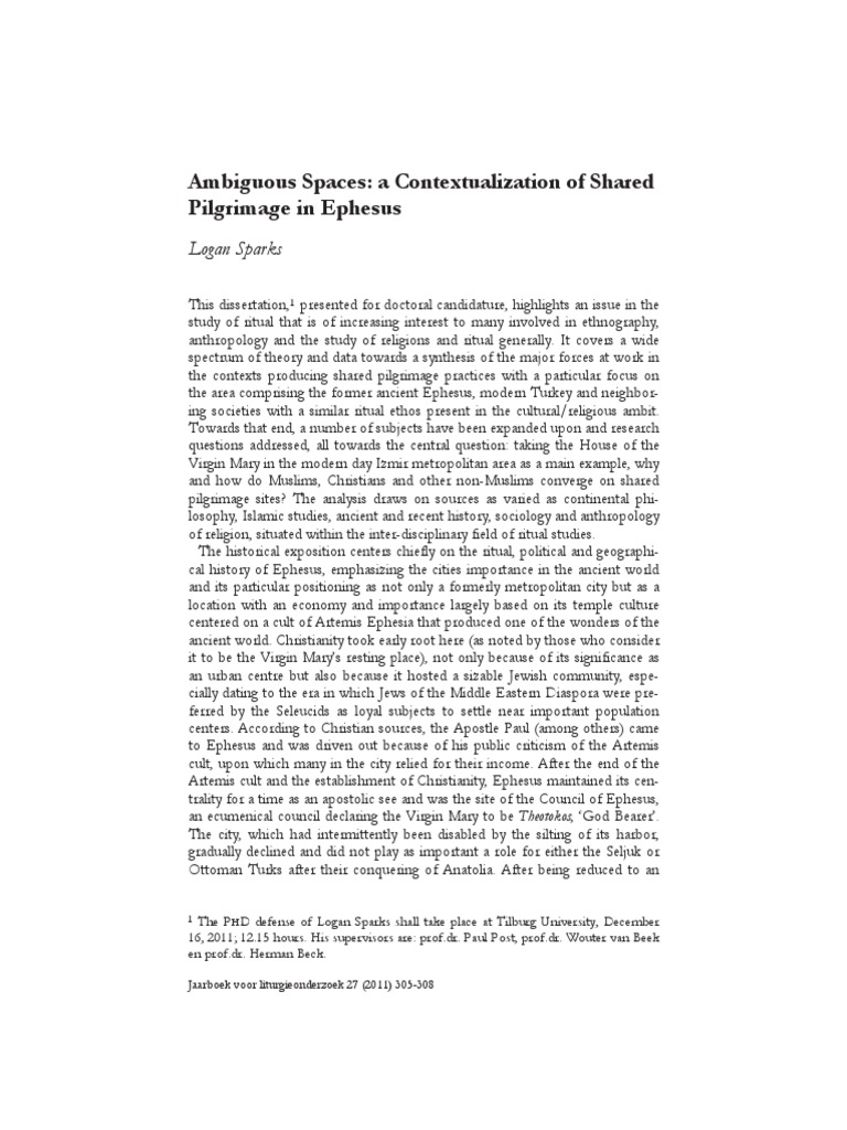 Ambiguous Spaces: A Contextualization of Shared Pilgrimage in Ephesus ...