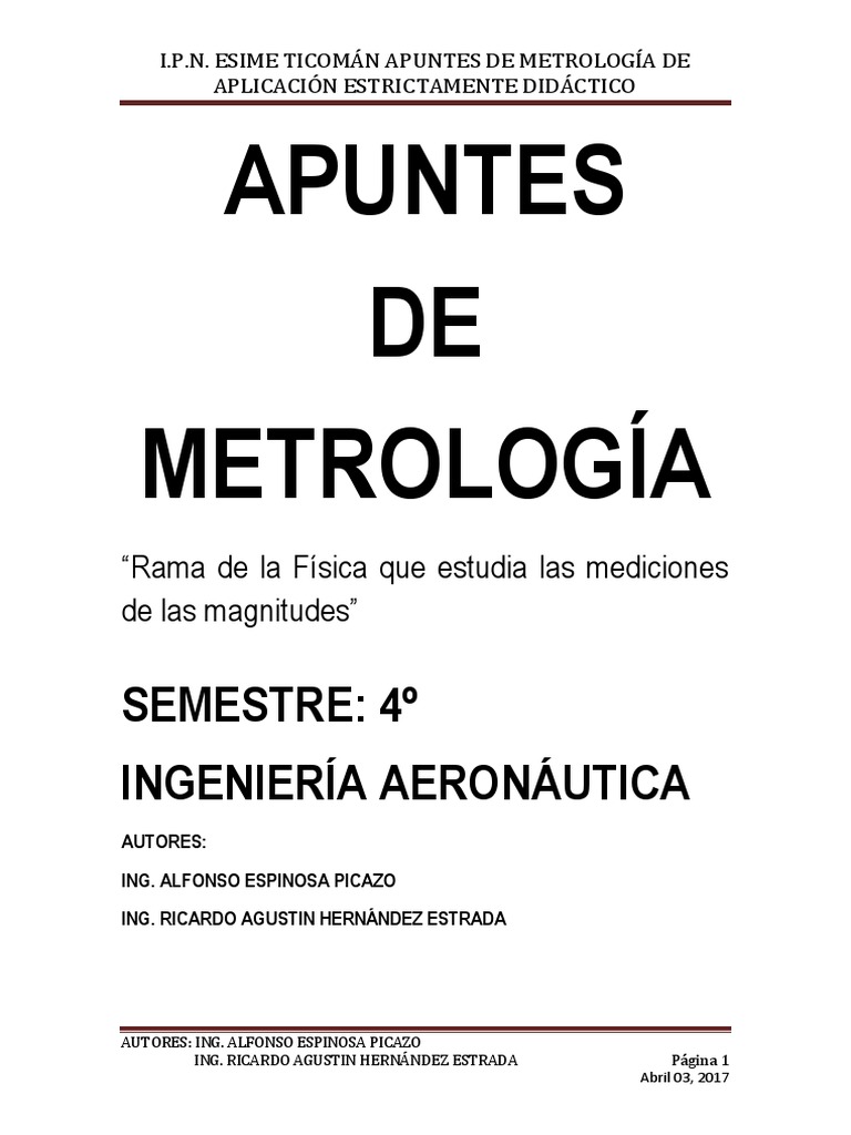 APUNTES DE METROLOGIA 03 ABRIL 2017 VF PDF | PDF | Metrología | Sistema ... APUNTES DE METROLOGIA 03 ABRIL 2017 VF PDF | PDF | Metrología | Sistema ...