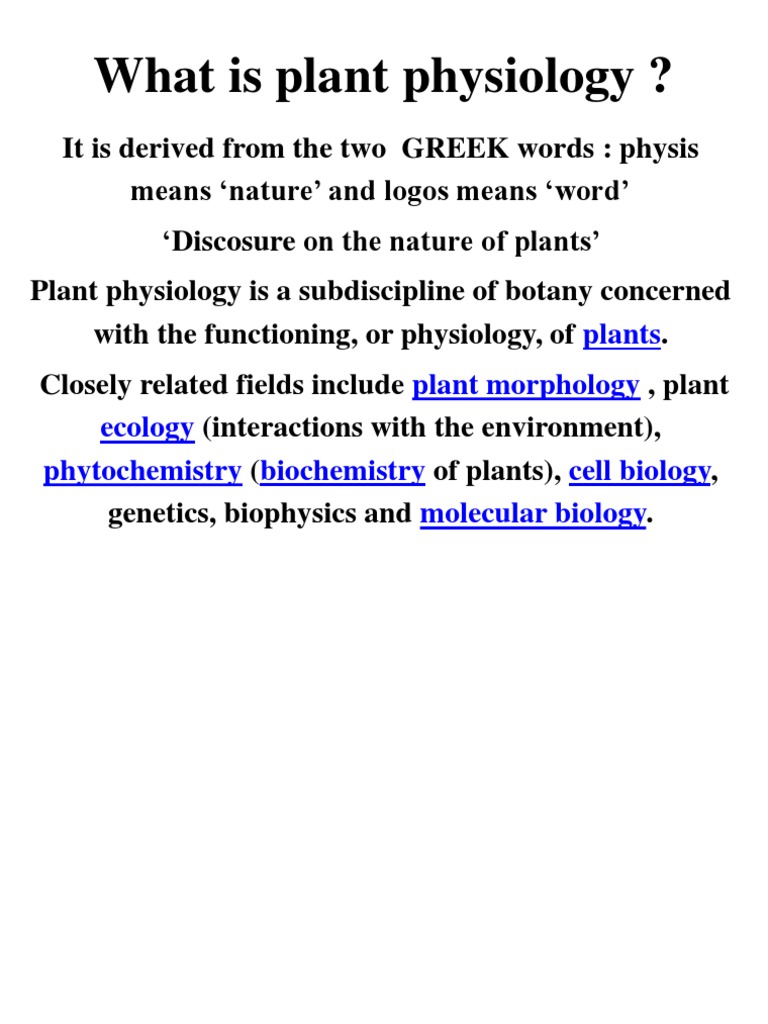 What Is Plant Physiology BOTANY | PDF | Plant Physiology | Branches Of ...