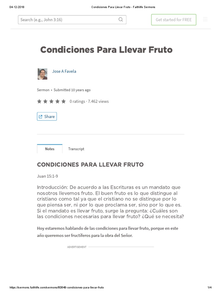 Condiciones para Llevar Fruto - Faithlife Sermons | PDF | Cristo ...