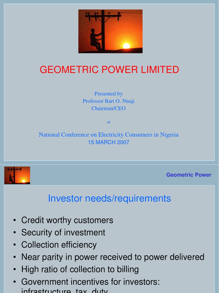 Geometric Power Limited: National Conference On Electricity Consumers ...