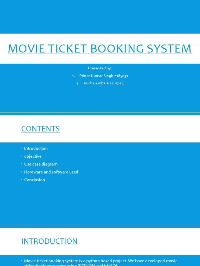 Movie Ticket Booking System: Presented By: 1. Prince Kumar Singh ...