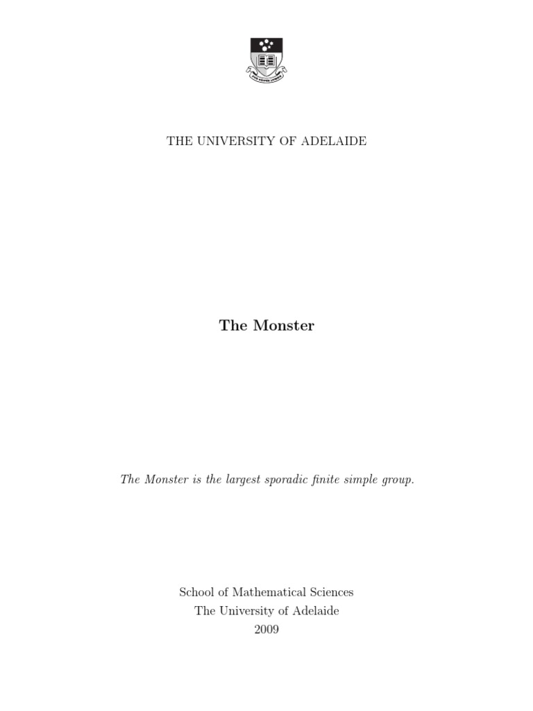 The Famous "Monster Group" | PDF | Group (Mathematics) | Field ...