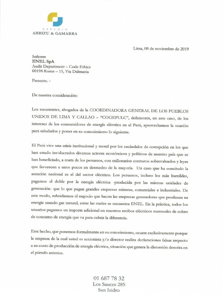 Carta ENEL | PDF